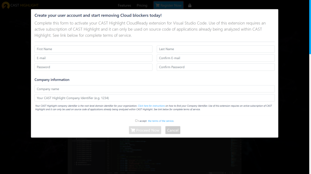 Installation instructions for the CAST Highlight Cloud Maturity extension for Visual Studio Code ...